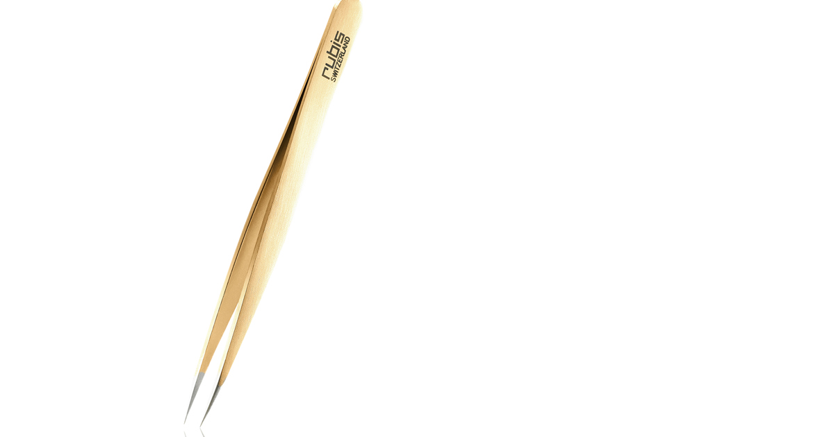 1K003-9.5 TWEEZERS POINTER GOLD | Rubis Tech