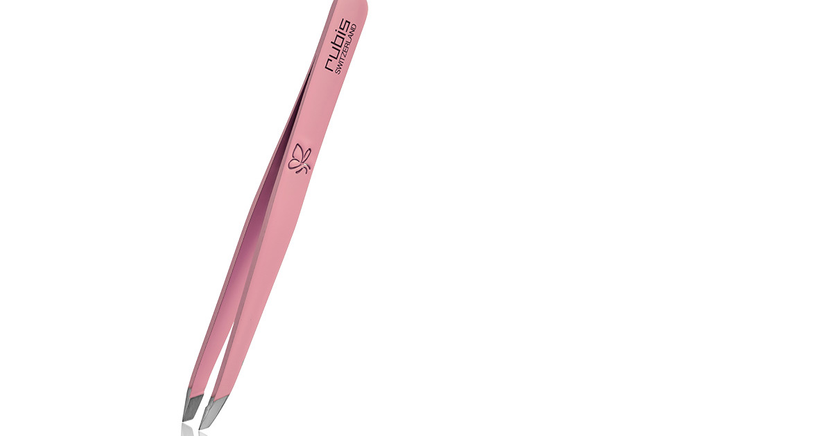 1K130B Pinzette Classic, Schräg, Pink Schmetterling-Laser | rubis
